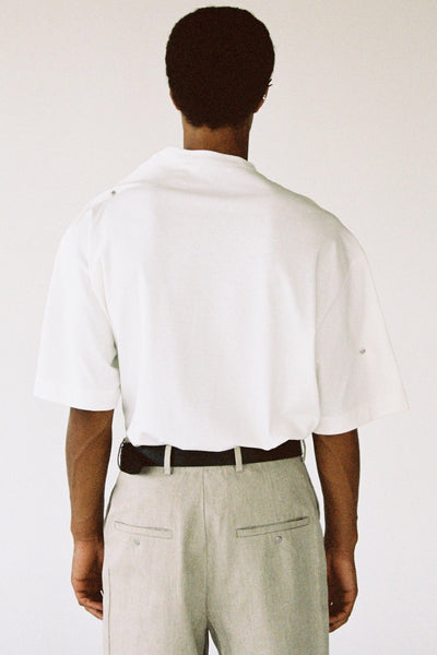 White Cotton Square Rotated T-Shirt – KARMUEL YOUNG